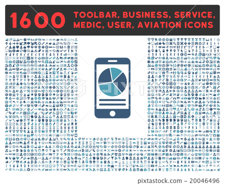Mobile Report Icon With Large Pictogram Collection-插圖素材 [20046496 ...