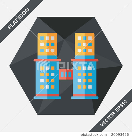 Commercial Building flat icon with long... - Stock Illustration ...