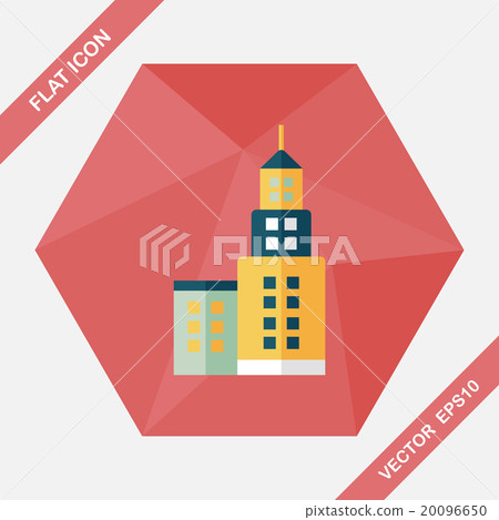Commercial Building flat icon with long... - Stock Illustration ...