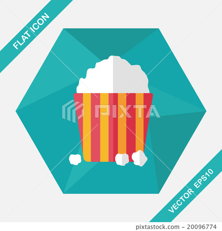 Popcorn flat icon with long shadow,eps10 - Stock Illustration [20096774 ...
