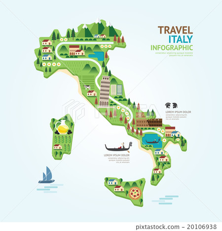 Infographic travel and landmark italy map shape - Stock Illustration ...