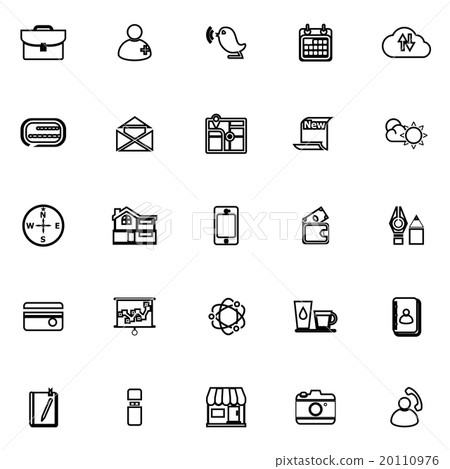 Mobile line icons on white background - Stock Illustration [20110976 ...