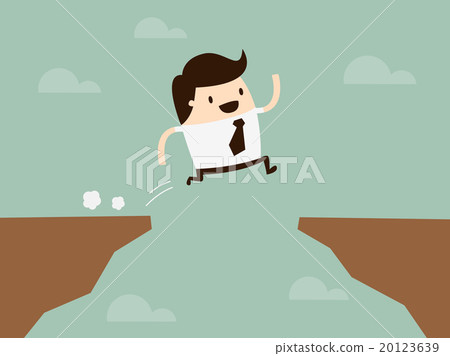 businessman jump through the gap-插圖素材 [20123639] - PIXTA圖庫