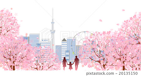 Sakura spring building background - Stock Illustration [20135150] - PIXTA