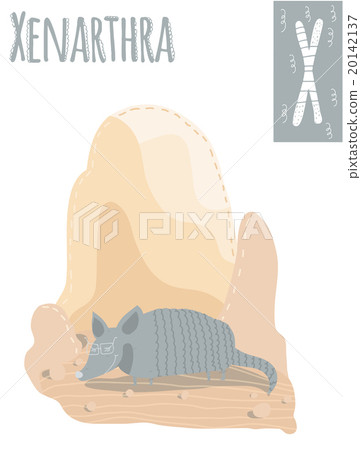 Xenarthra on a colorful desert background. - Stock Illustration ...