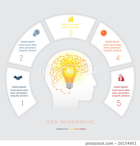 idea infographics template five positions - Stock Illustration ...