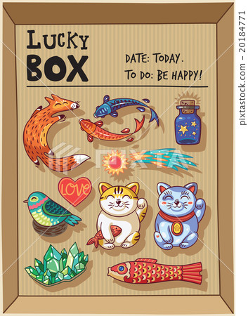 Lucky amulets and happy symbols collection in a - Stock Illustration ...