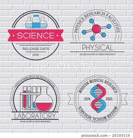 Science set label template of emblem element for - Stock Illustration ...
