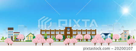 Sakura school spring background - Stock Illustration [20200107] - PIXTA
