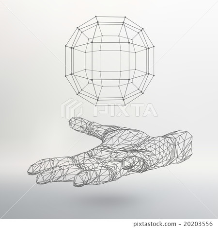 Ball on the arm. The hand holding a sphere - Stock Illustration ...