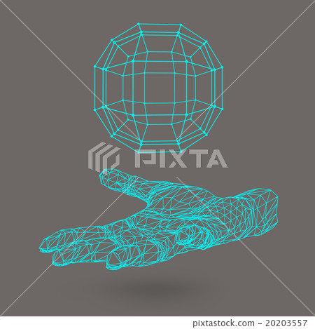 Ball on the arm. The hand holding a sphere - Stock Illustration ...