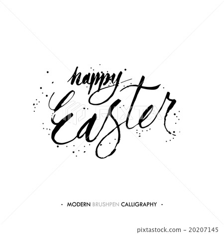 Happy Easter lettering write with brush pen - Stock Illustration ...