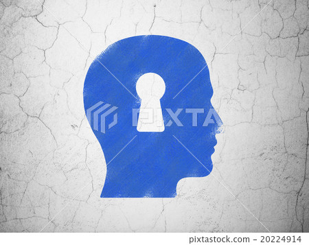 Data concept: Head With Keyhole on wall background - Stock Illustration ...
