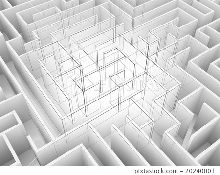 endless maze 3d illustration,wire frame -插圖素材 [20240001] - PIXTA圖庫