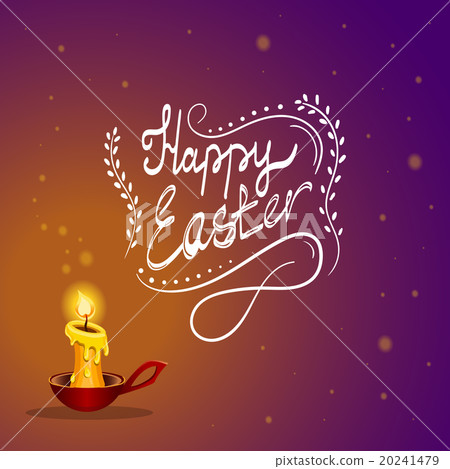 Happy Easter card with burning candle - Stock Illustration [20241479 ...