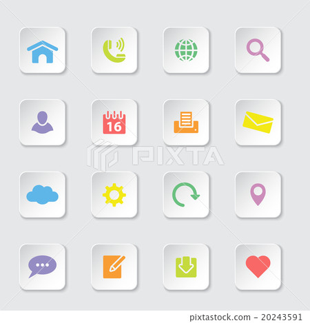 colorful web icon set on white rounded rectangle b - Stock Illustration ...