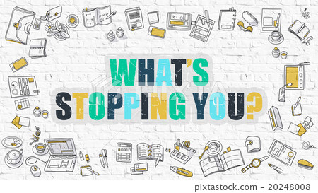 What's Stopping You in Multicolor. Doodle Design. - Stock Illustration ...