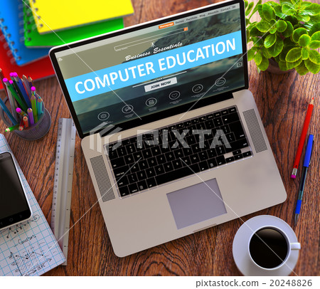 Computer Education Concept on Modern Laptop Screen - Stock Illustration ...