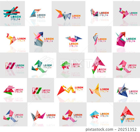 Collection of colorful abstract origami logos - Stock Illustration ...