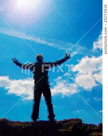 Watercolor paint. Paint effect. Gesture of triumph - Stock Illustration ...