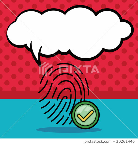 Fingerprint machine doodle, speech bubble - Stock Illustration ...