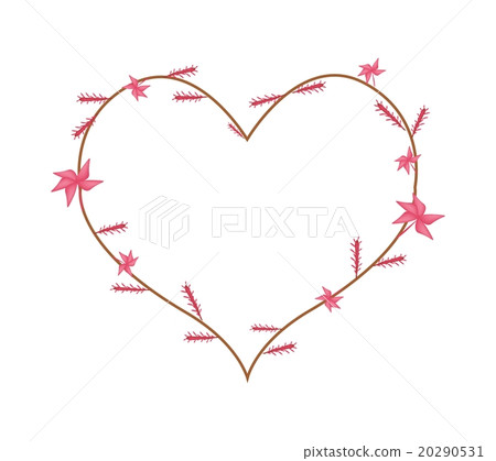 Red Plumbago Indica Flowers in A Heart Shape - Stock Illustration ...
