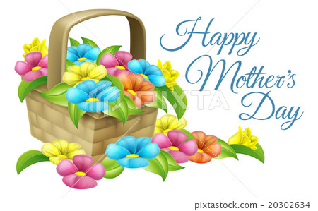 Happy Mothers Day Flower Basket - Stock Illustration [20302634] - PIXTA