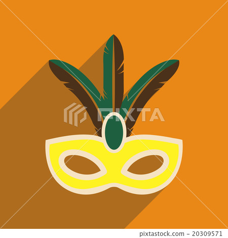 Flat web icon with long shadow Carnival mask - Stock Illustration ...