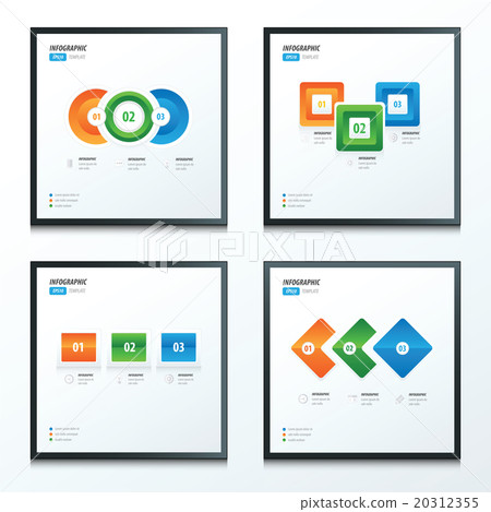 set of infographic 4 styles orange, green, blue - Stock Illustration ...