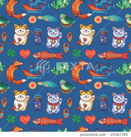 Seamless pattern with Good Luck charms - Stock Illustration [20362566 ...