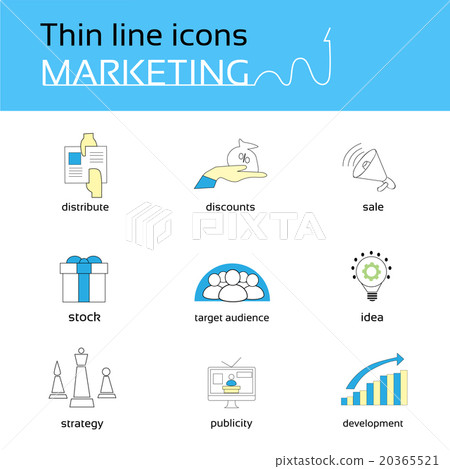 Marketing Thin Line Icons Set Collection - Stock Illustration [20365521 ...