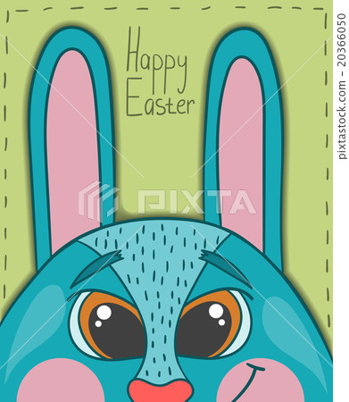 Happy Easter card with smile rabbit - Stock Illustration [20366050] - PIXTA