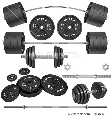 Shots of a metal barbells and weights - Stock Illustration [20369250 ...