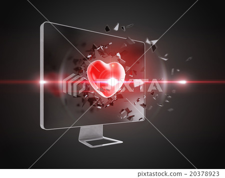 red heart destroy computer screen. - Stock Illustration [20378923] - PIXTA