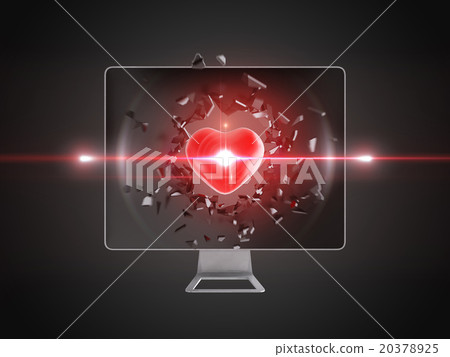 red heart destroy computer screen. - Stock Illustration [20378925] - PIXTA