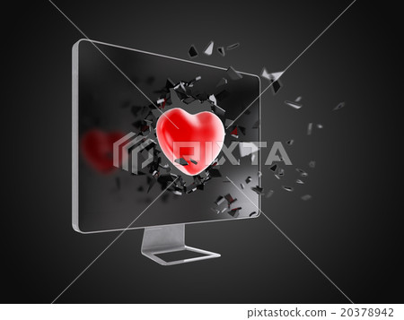 red heart destroy computer screen. - Stock Illustration [20378942] - PIXTA