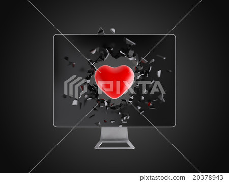 red heart destroy computer screen. - Stock Illustration [20378943] - PIXTA