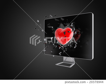 red heart destroy computer screen. - Stock Illustration [20378944] - PIXTA