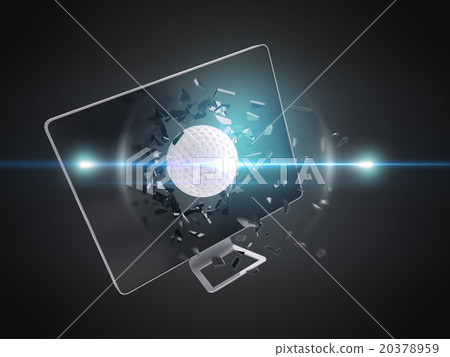 golf ball destroy computer screen. - Stock Illustration [20378959] - PIXTA