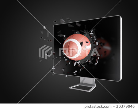 football destroy computer screen. - Stock Illustration [20379046] - PIXTA