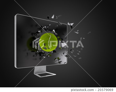 tennis ball destroy computer screen. - Stock Illustration [20379069 ...