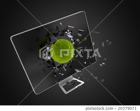 tennis ball destroy computer screen. - Stock Illustration [20379071 ...