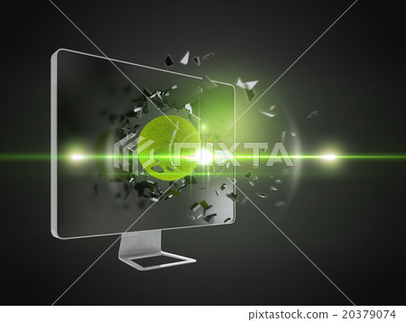 tennis ball destroy computer screen. - Stock Illustration [20379074 ...