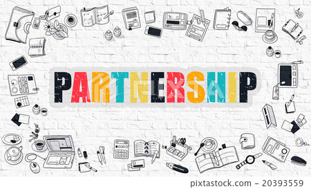 Partnership in Multicolor. Doodle Design. - Stock Illustration ...