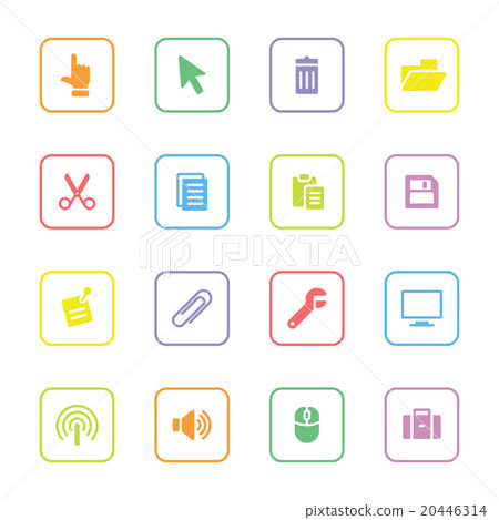colorful web icon set 3 rounded rectangle frame - Stock Illustration ...