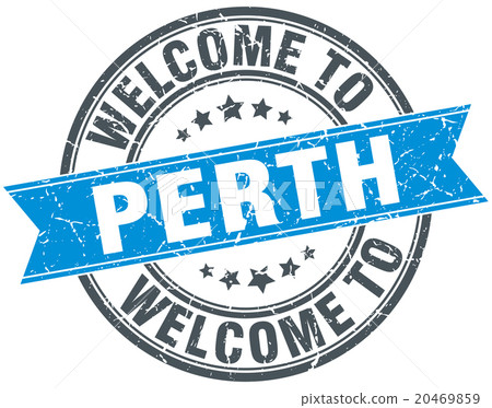 welcome to Perth blue round vintage stamp - Stock Illustration ...