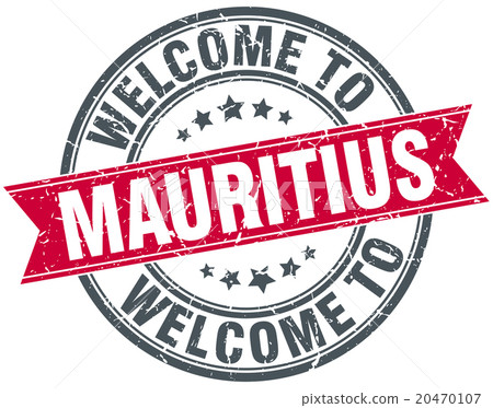 welcome to Mauritius red round vintage stamp - Stock Illustration ...