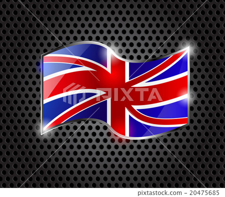 Glossy Uk Flag on Dark Gray Background - Stock Illustration [20475685 ...