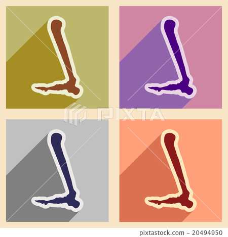 Set flat icons with long shadow Human leg bone - Stock Illustration ...