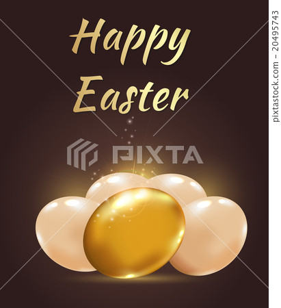Easter background with golden eggs - Stock Illustration [20495743] - PIXTA